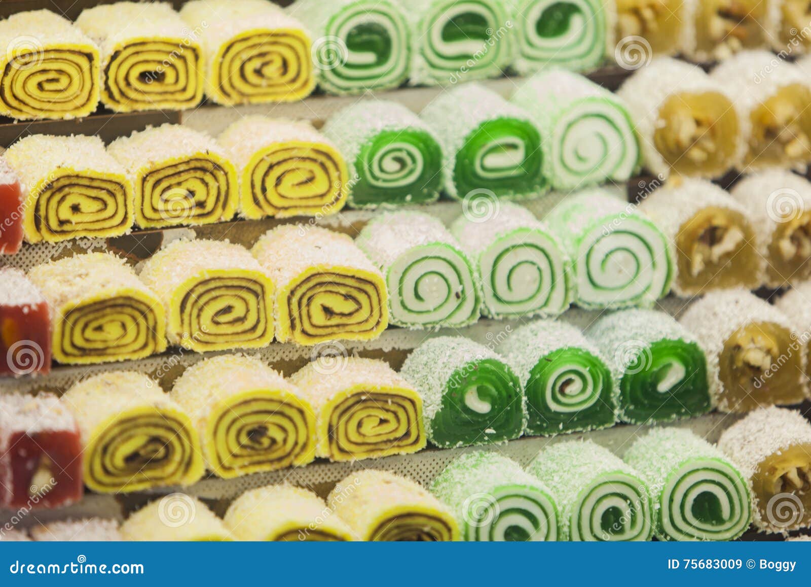 Turkish sweets stock image. Image of color, candy, roll - 75683009