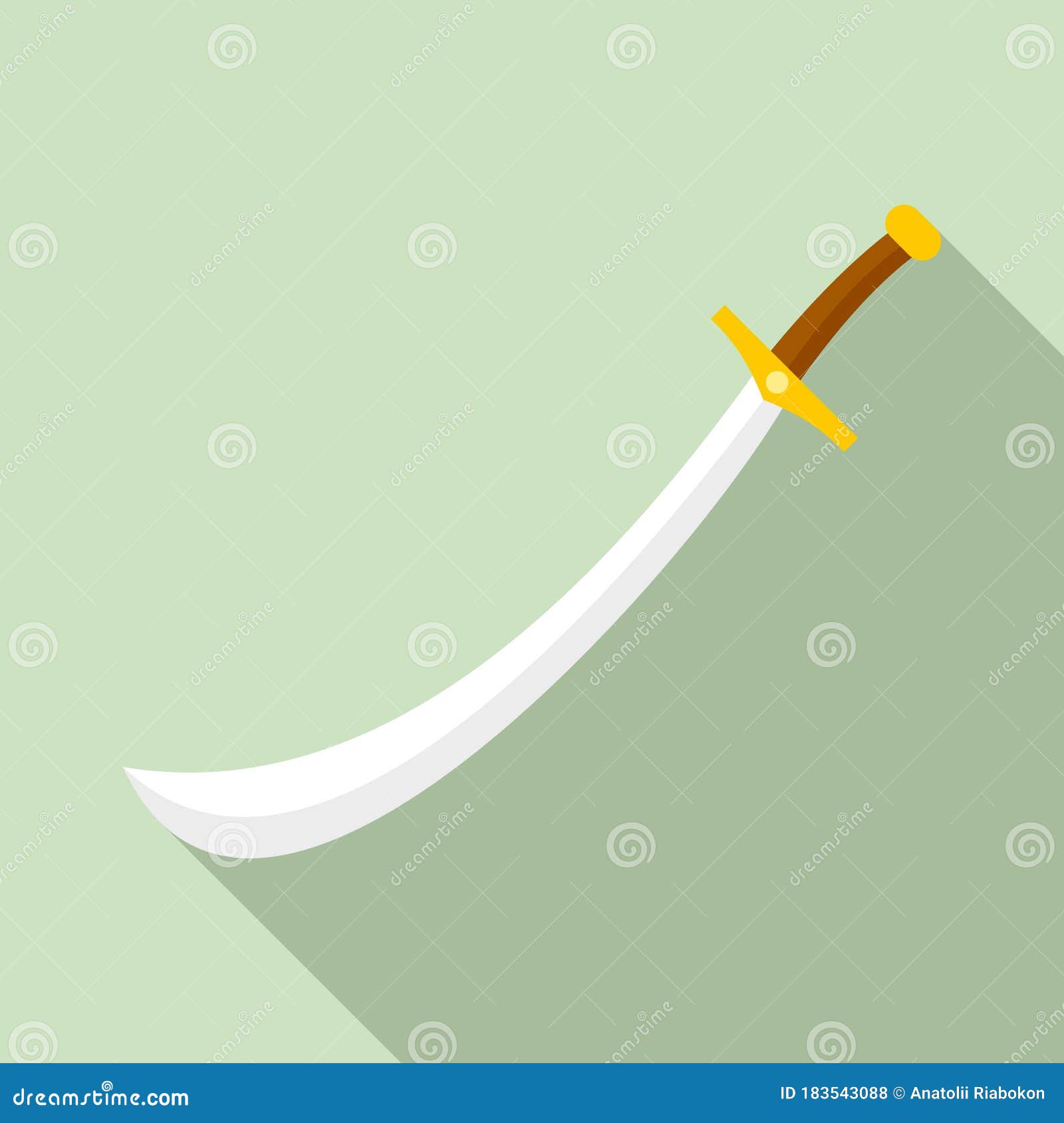 Turkish Sword Icon, Flat Style Stock Vector - Illustration of icon ...