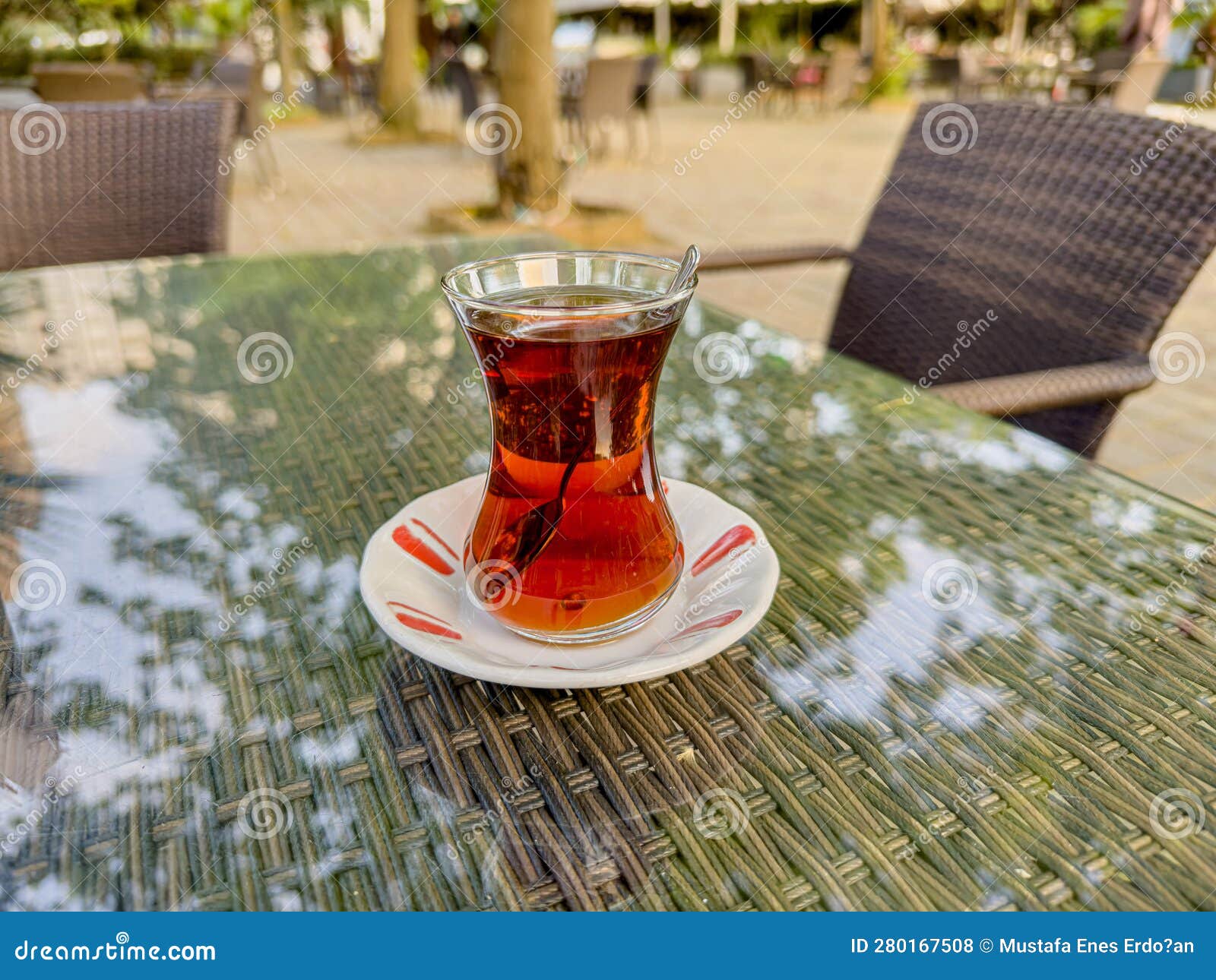 A Glass of Turkish Tea on the Table in the Cafe Stock Photo - Image of ...