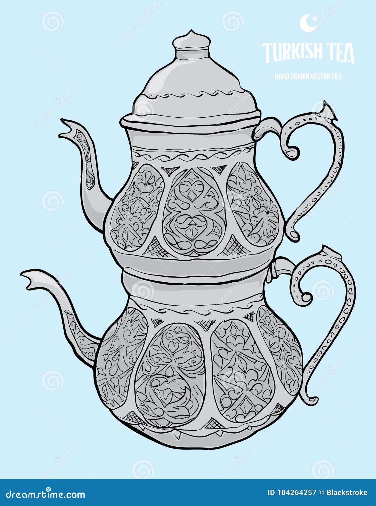 Turkish tea vector stock vector. Illustration of floral - 104264257