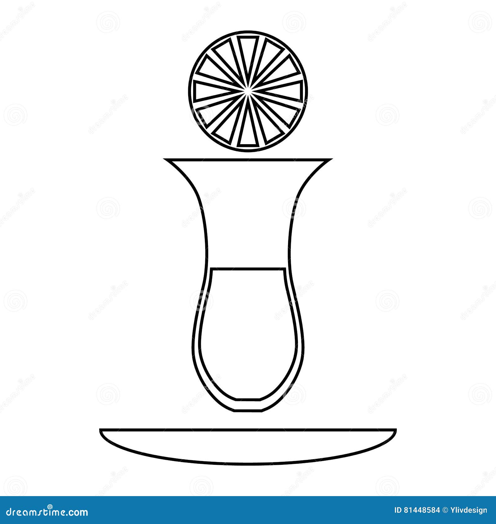 Turkish Tea with Lemon Icon, Outline Style Stock Vector - Illustration ...