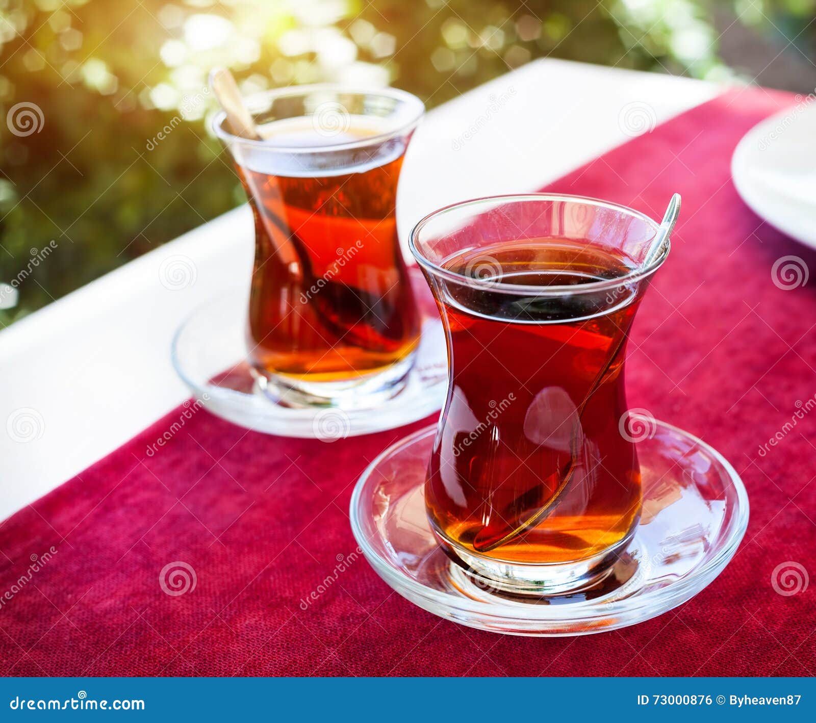 Turkish tea in restaurant stock photo. Image of park - 73000876