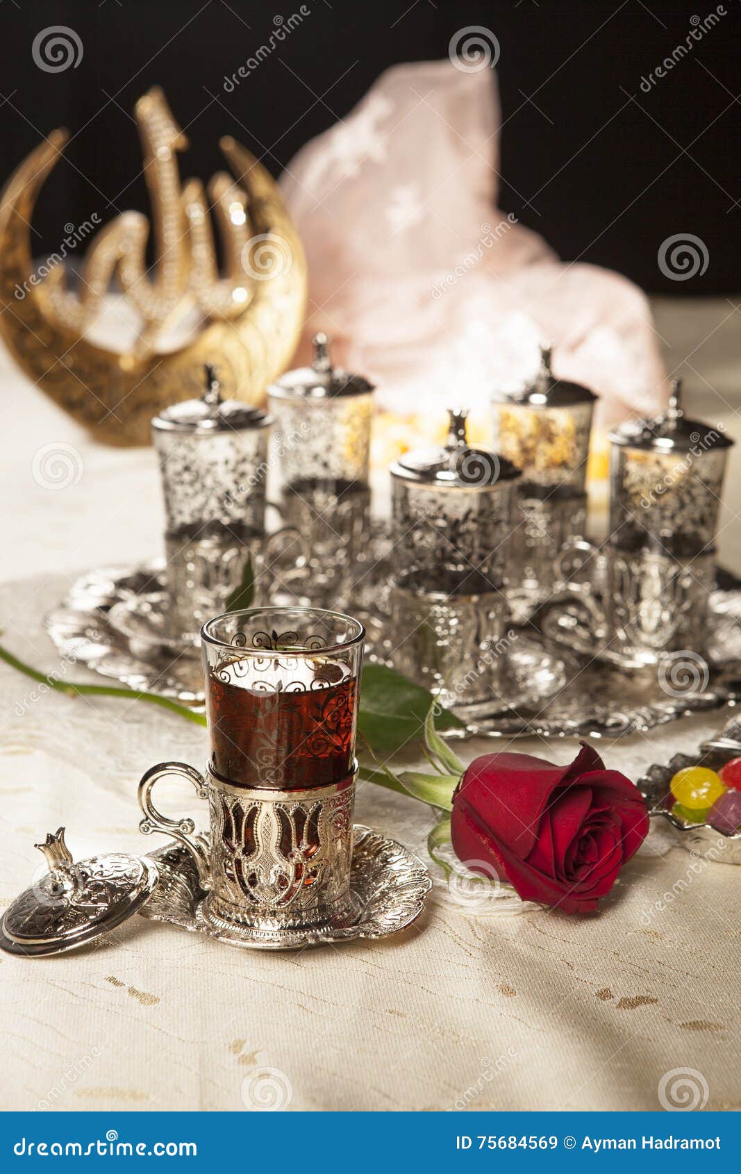 Turkish tea set stock image. Image of copper, cafe, roasted - 75684569