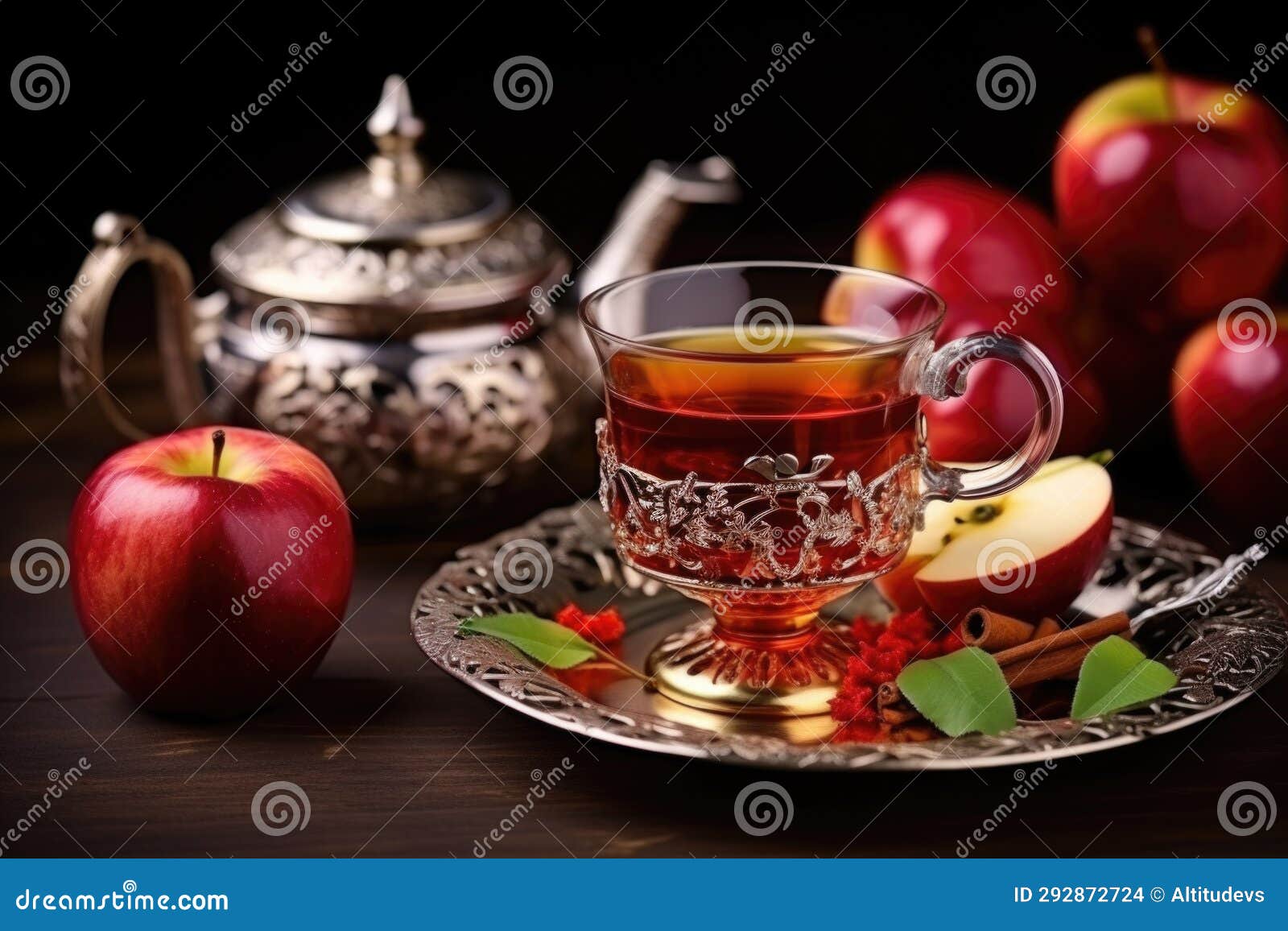 Turkish Tea Set with Red Apple Tea Stock Photo - Image of aromatic ...