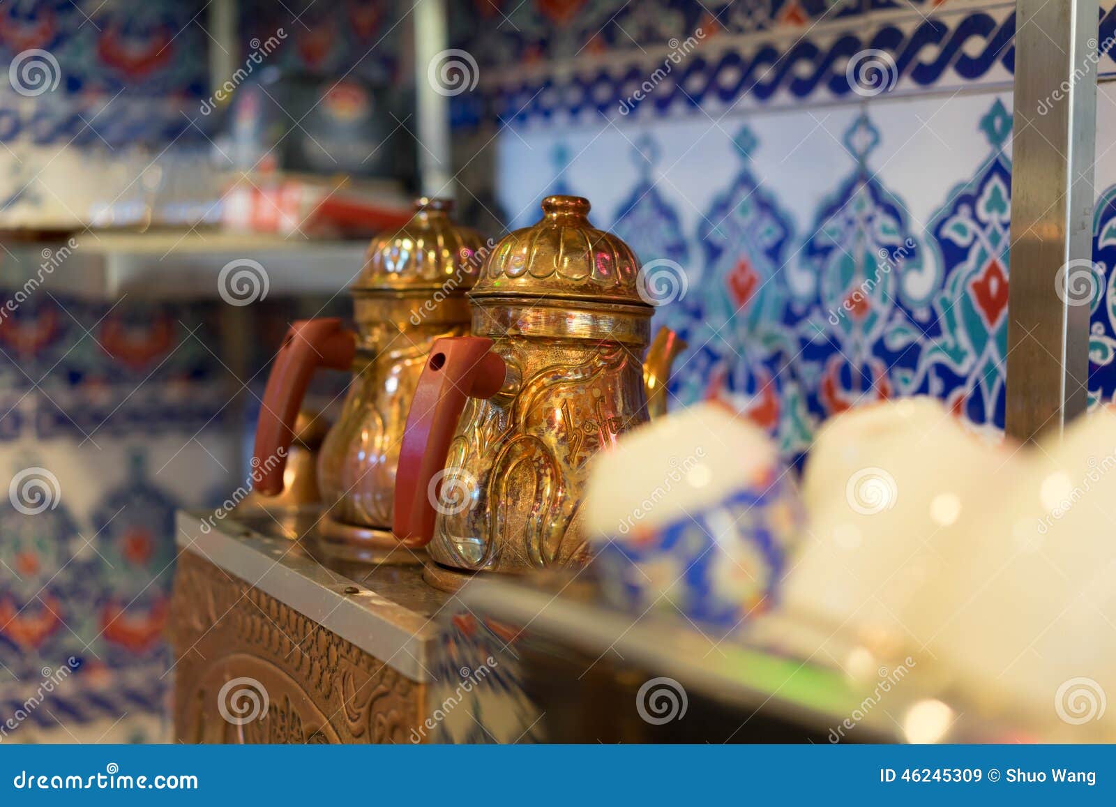 Turkish Tea Sets in a Restaurant Stock Image - Image of famous ...