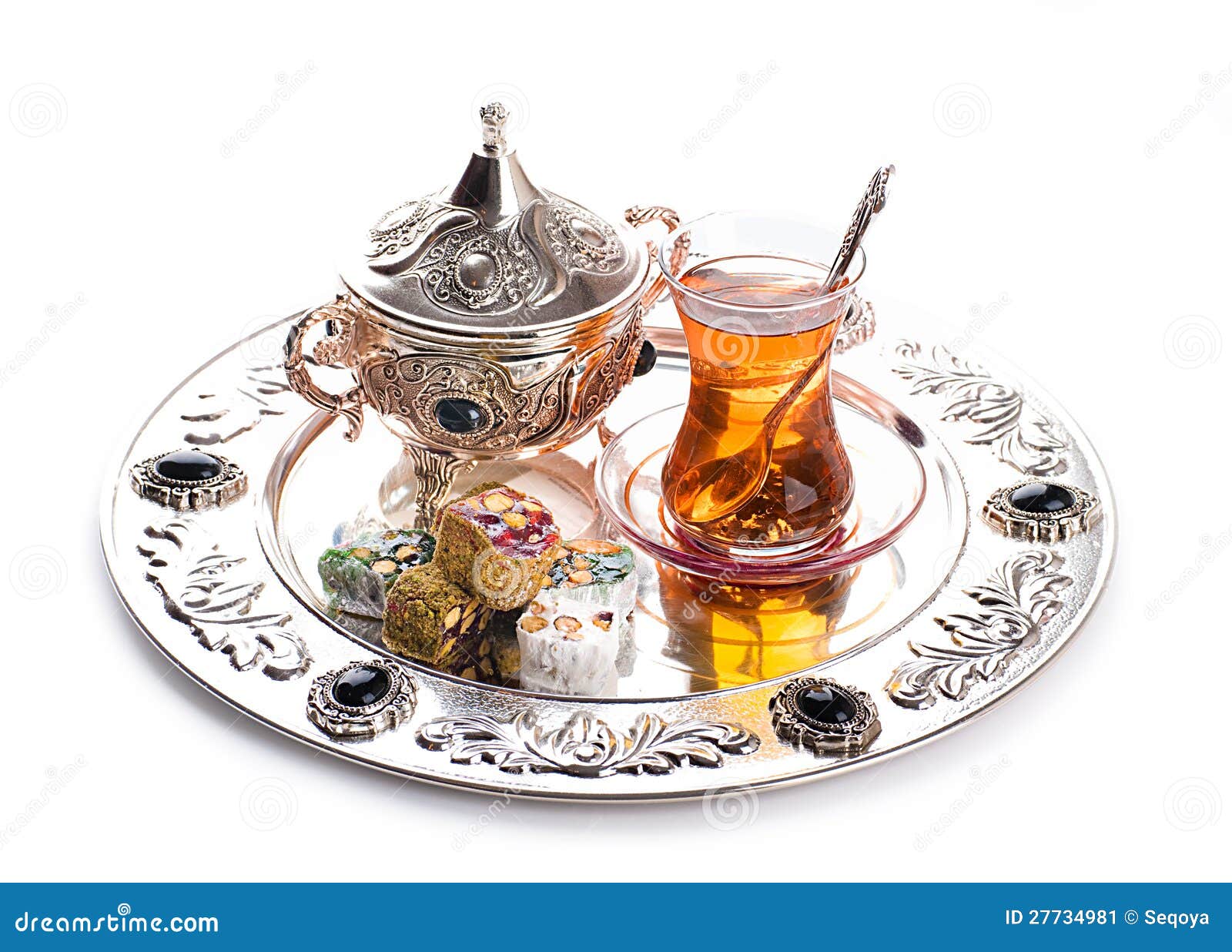 Turkish tea and sweets stock image. Image of glass, drink - 27734981