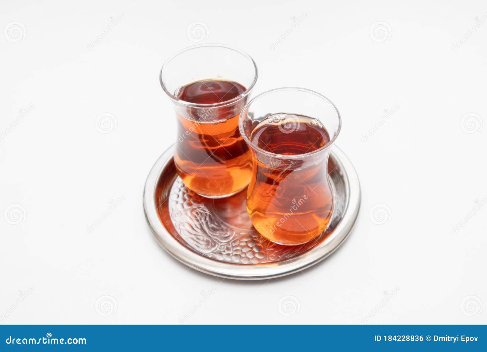Turkish Tea in Traditional Glass on Silver Tray Stock Photo - Image of ...