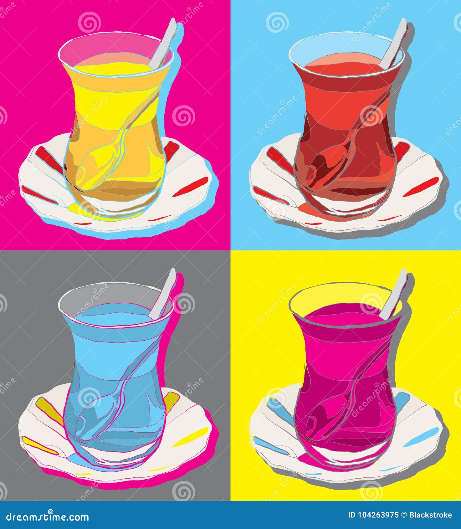 Turkish tea vector stock vector. Illustration of brewing - 104263975