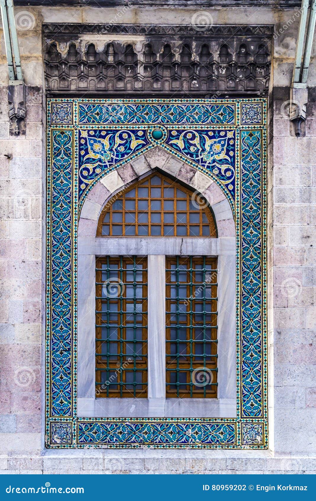 Turkish Tiles on Mosque Window Stock Photo - Image of carved, blue ...