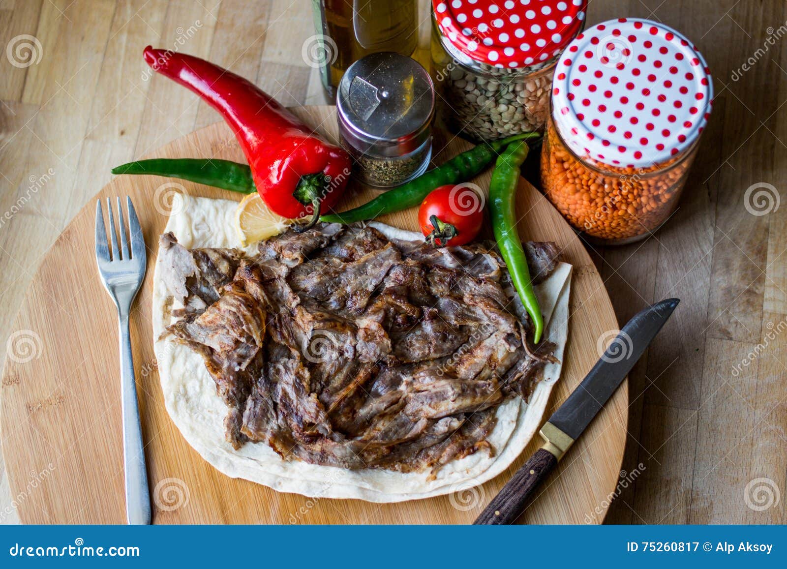 Turkish Traditional Doner Portion Stock Image - Image of kebap, fast ...
