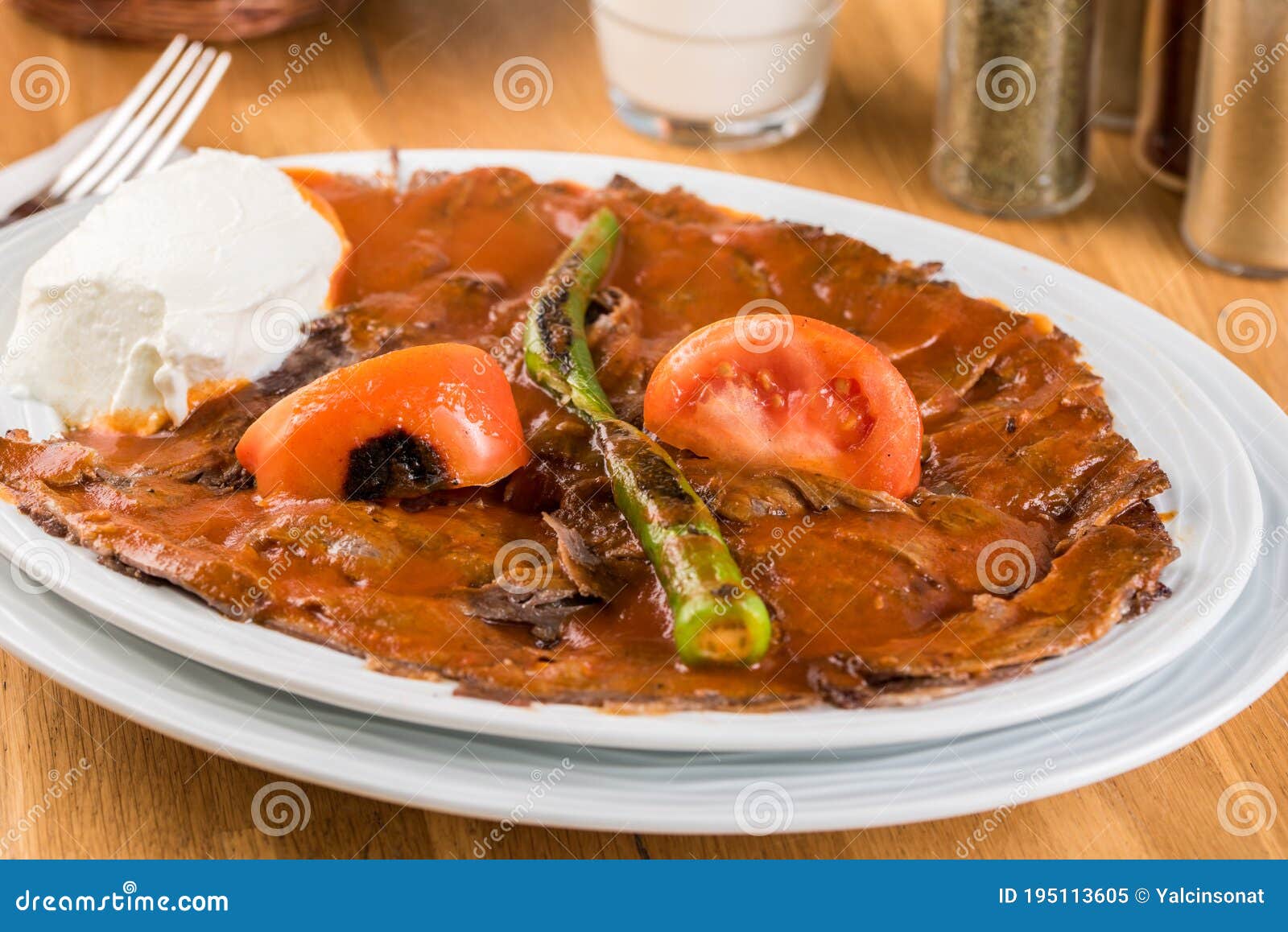 Turkish Traditional Iskender Kebap or Doner Kebab Stock Image - Image ...