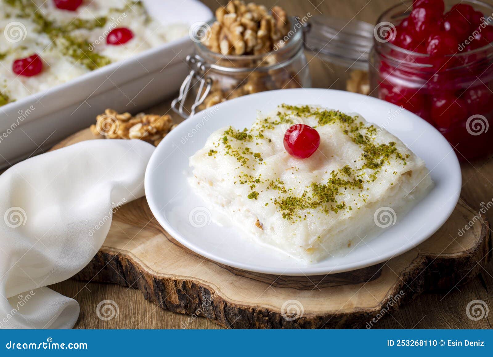 Turkish Traditional Ramadan Dessert Gullac Stock Photo - Image of plate ...