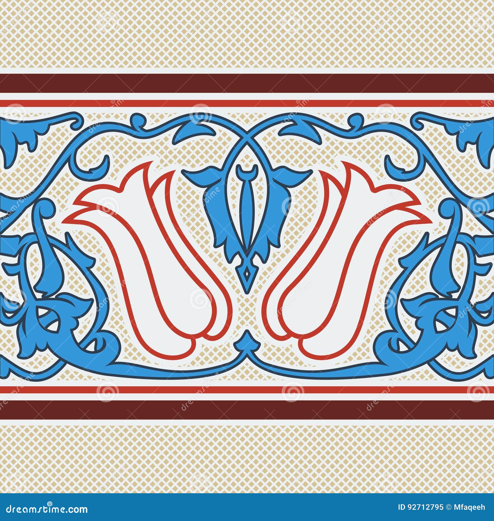 Turkish Tulip Floral Circle Vector Pattern | CartoonDealer.com #92623138