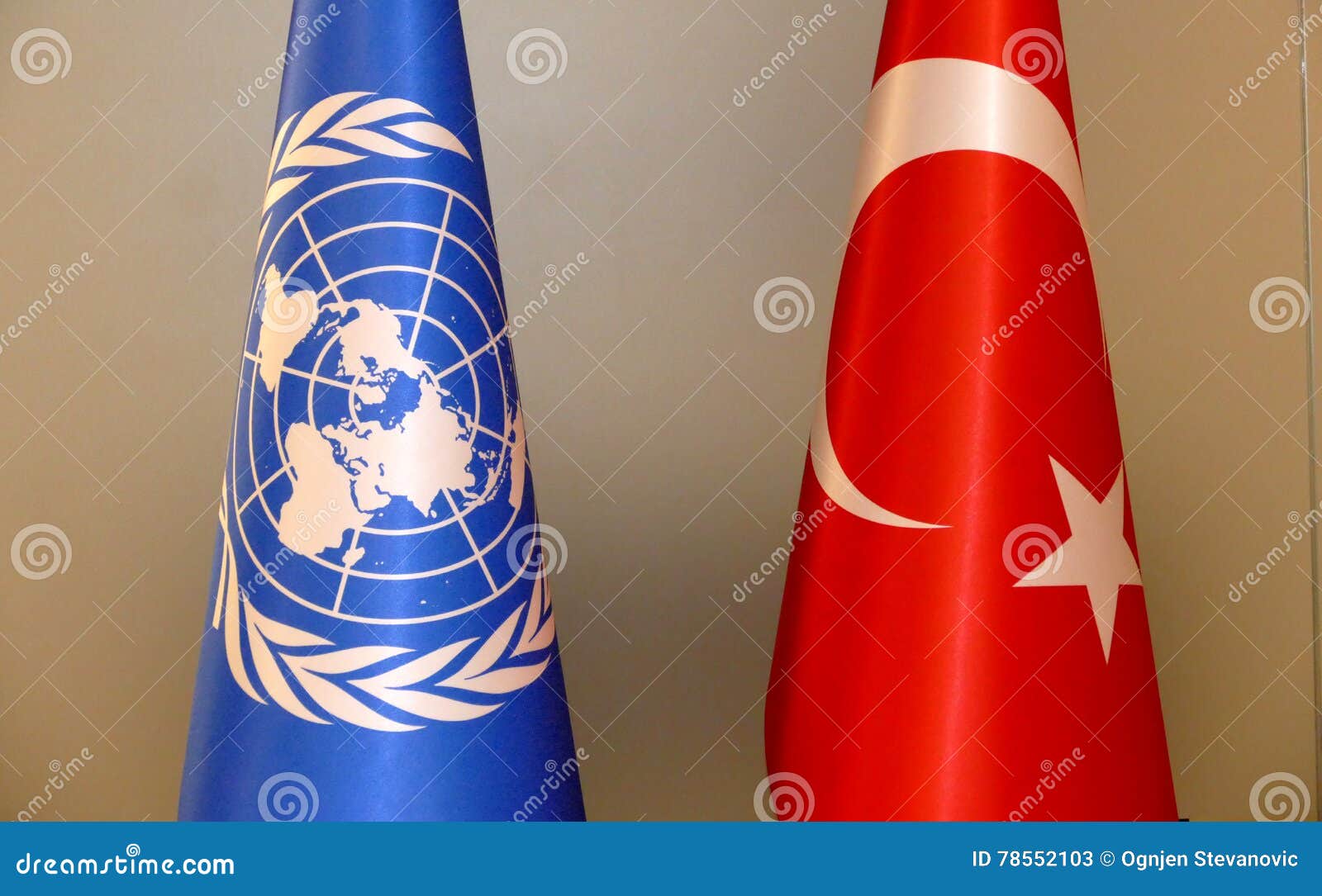 Turkish and UN flag editorial stock photo. Image of nations - 78552103