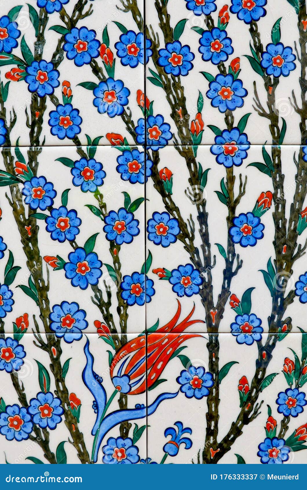 Turkish Wall Tile Background Stock Image - Image of mosque, floral ...