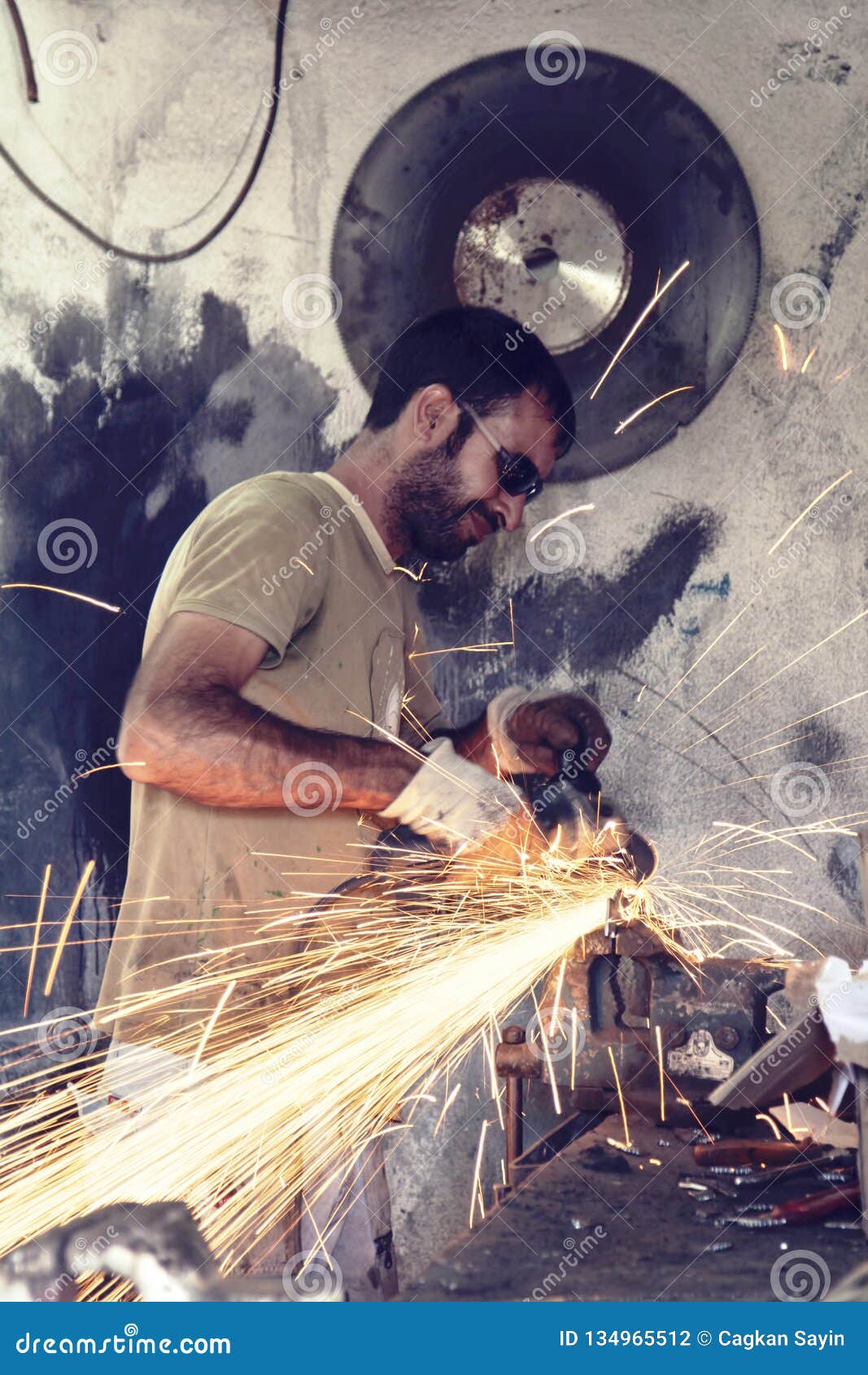 Turkish Worker Using an Angle Grinder Editorial Photography - Image of ...