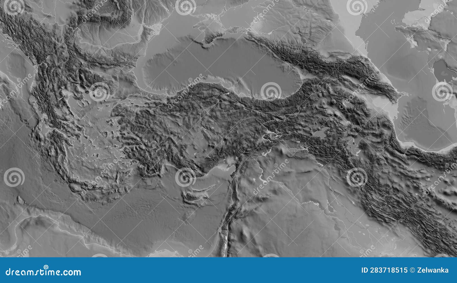 Turkiye Area. Grayscale Map Stock Illustration - Illustration of ...