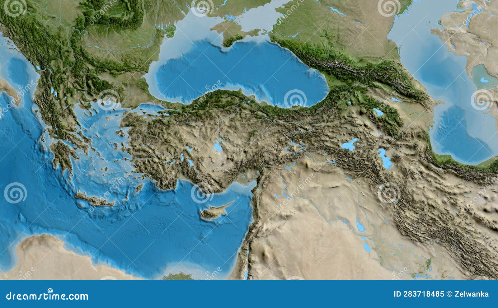 Turkiye Area. Satellite Map Stock Illustration - Illustration of nature ...