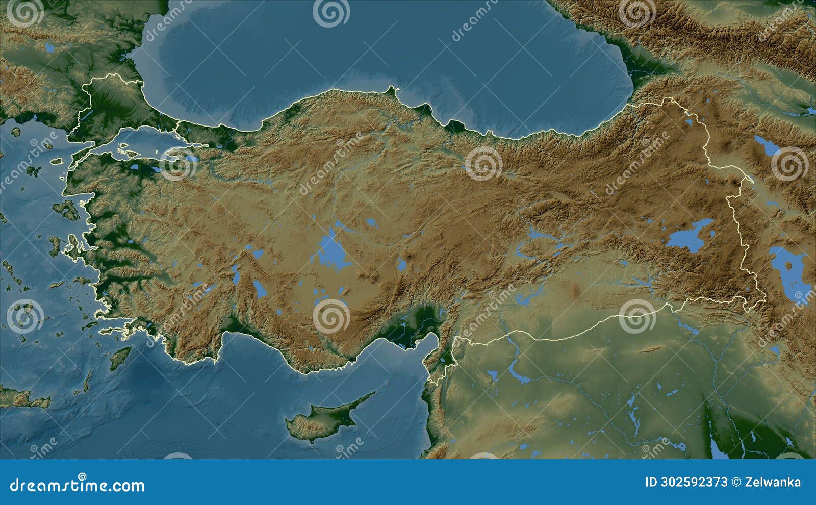 Turkiye outlined. Physical stock illustration. Illustration of planet ...