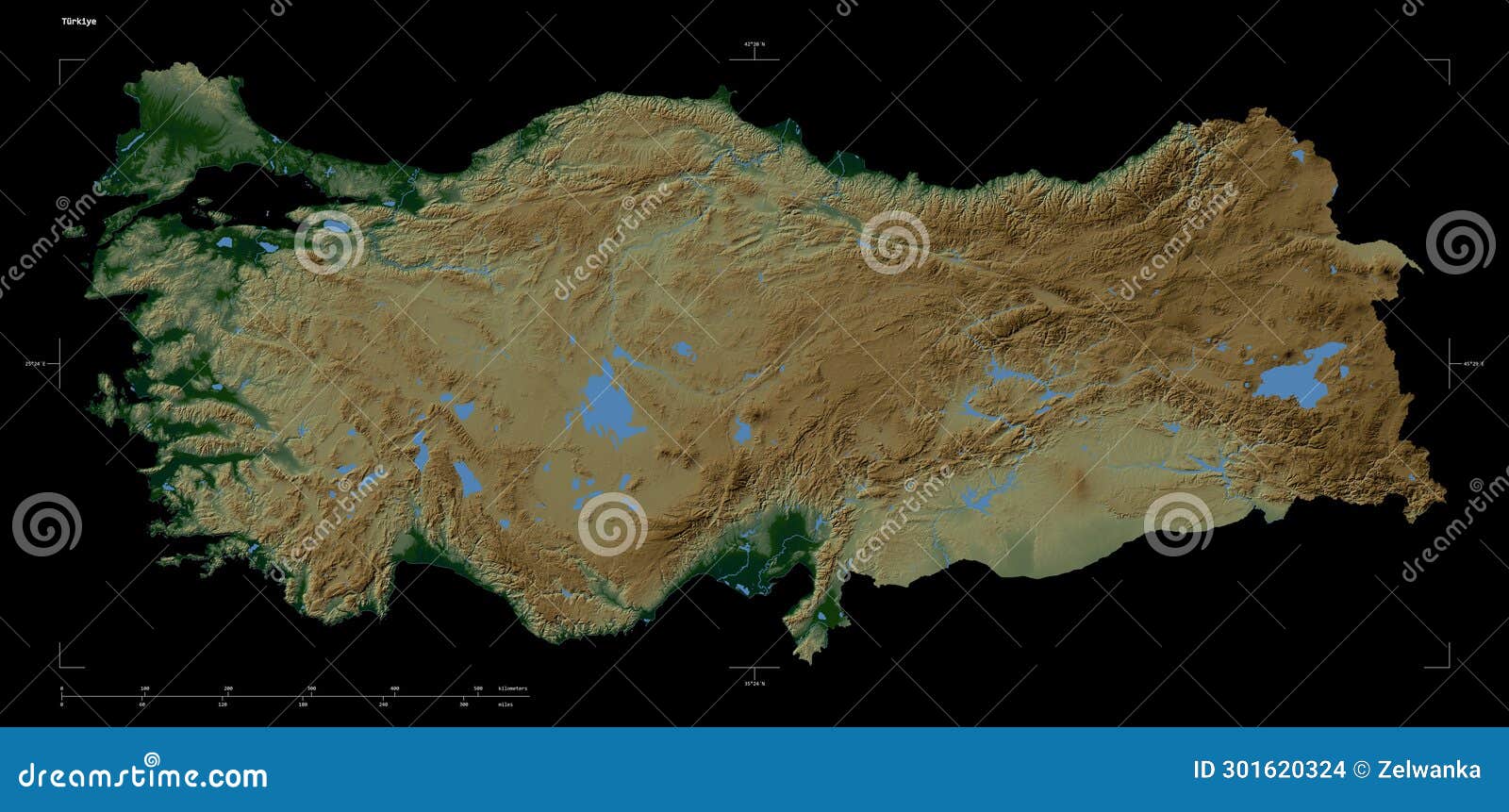 Turkiye Shape on Black. Physical Stock Illustration - Illustration of ...