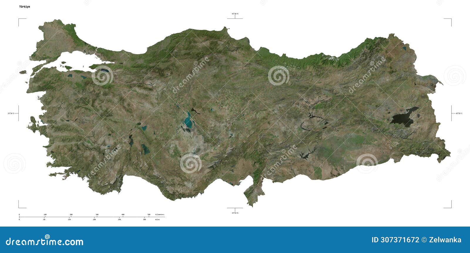 Turkiye Shape on White. High-res Satellite Stock Illustration ...