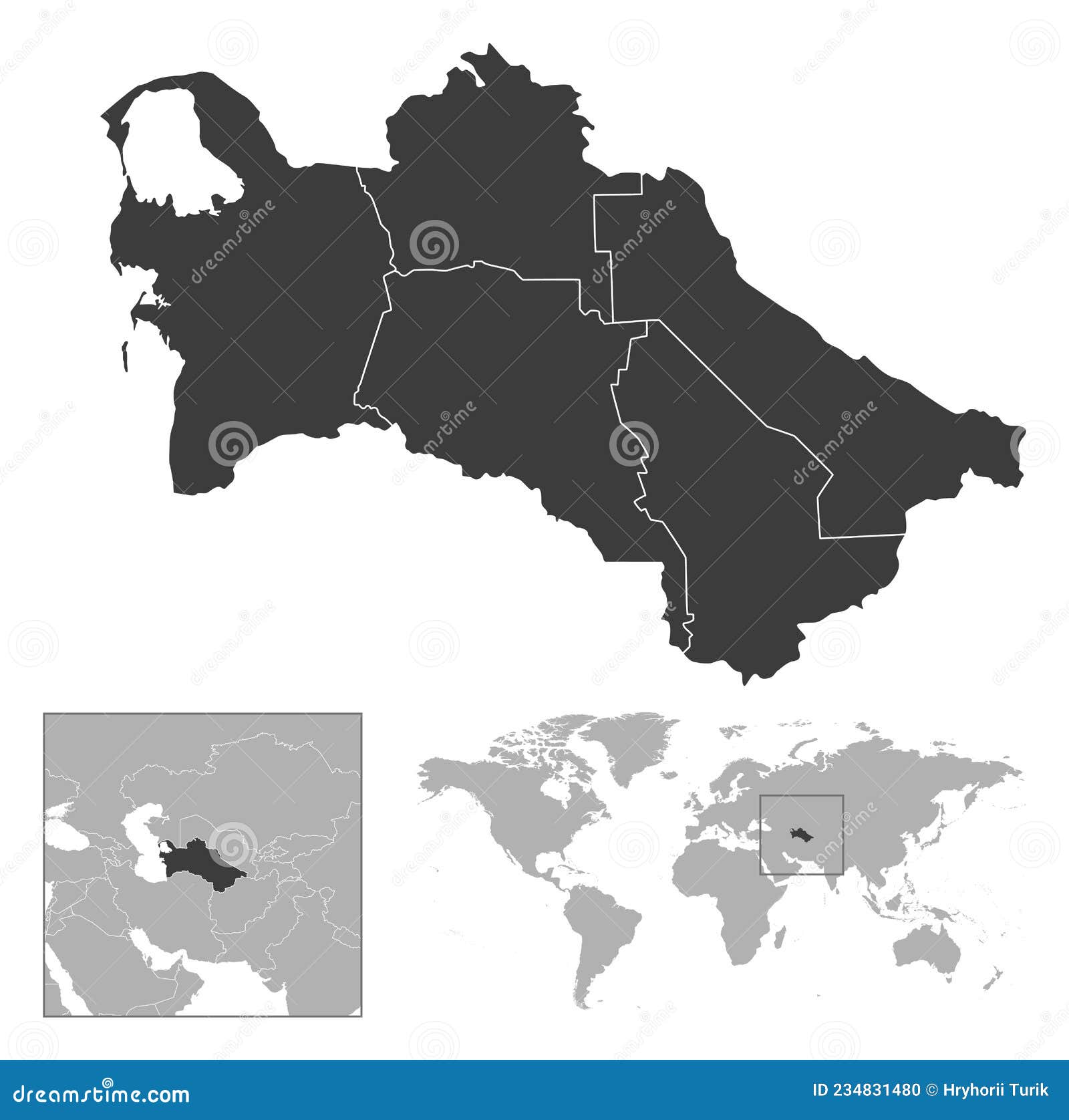Turkmenistan - Detailed Country Outline And Location On World Map ... Turkmenistan - Detailed Country Outline And Location On World Map ...