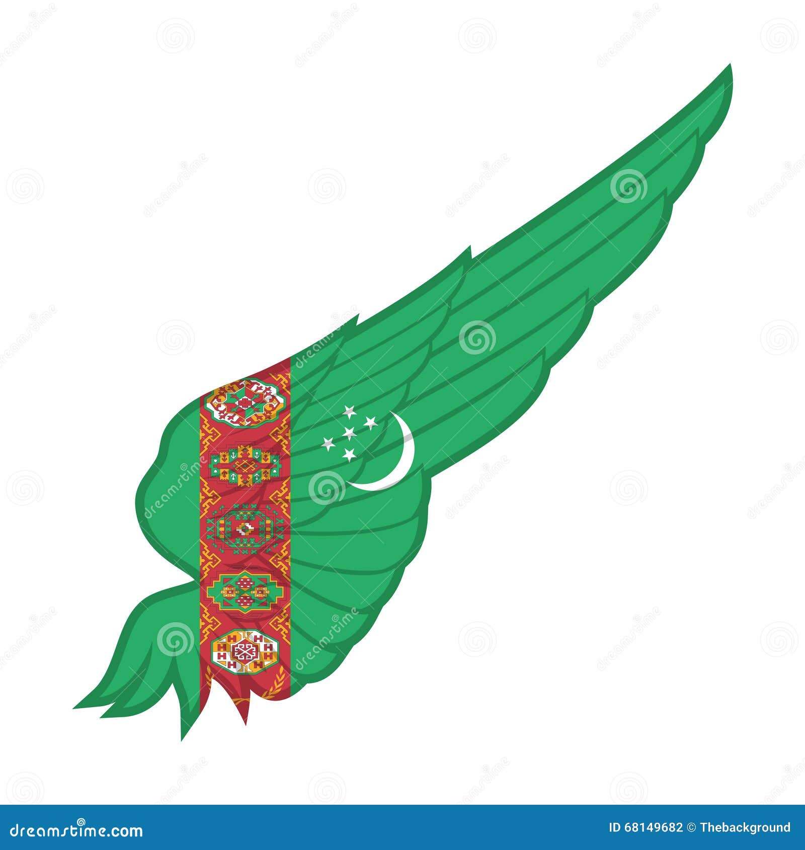 The Turkmenistan Flag on Abstract Wing with White Background. Vector ...