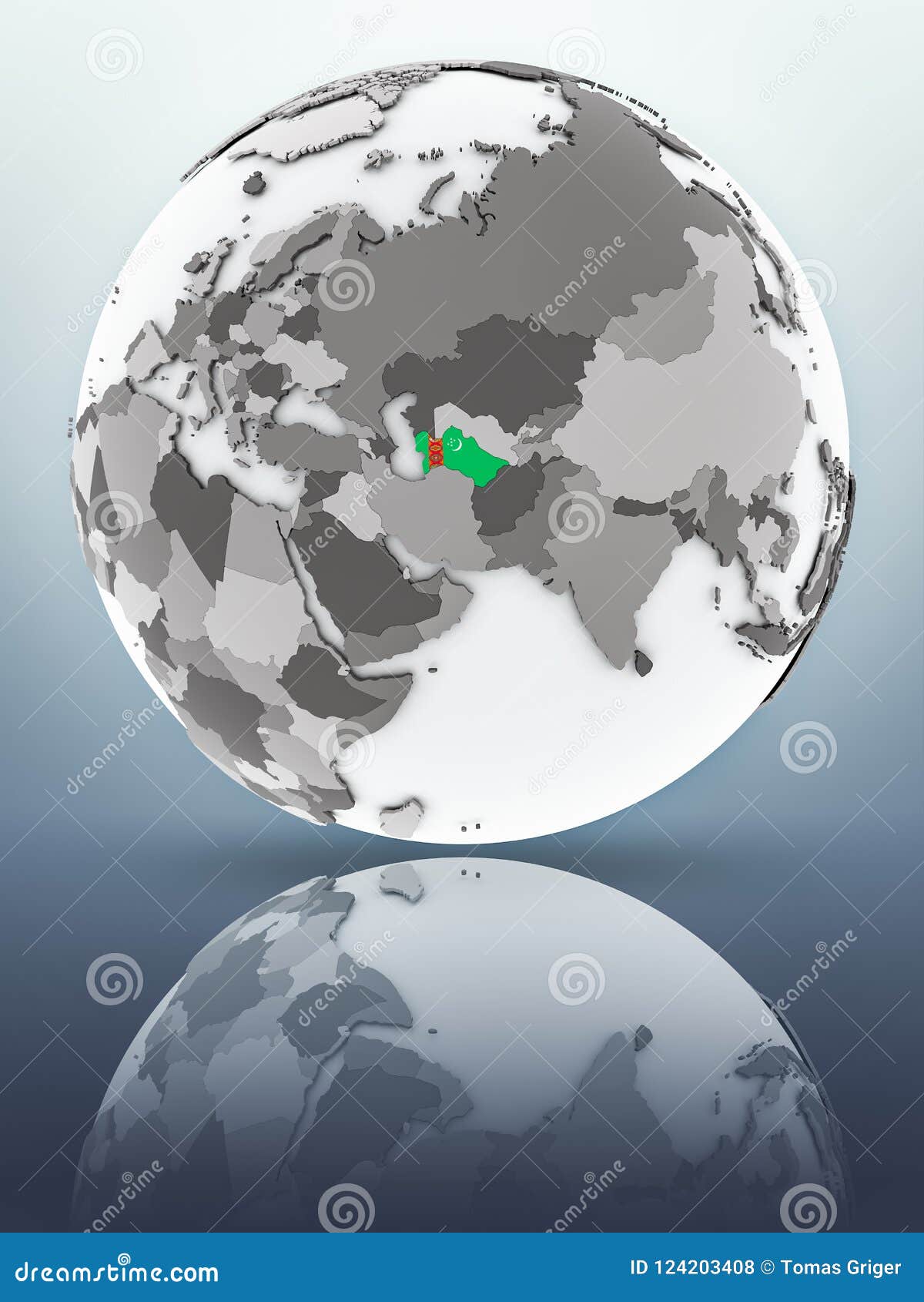 Turkmenistan on globe stock illustration. Illustration of turkmen ...