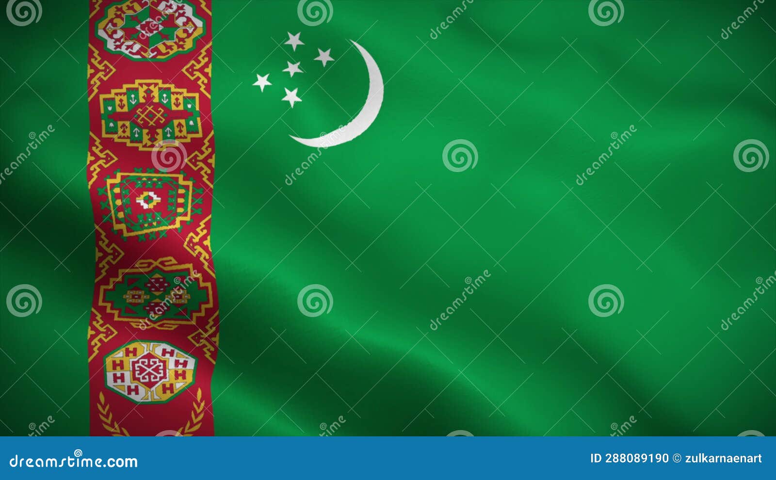 Turkmenistan Flag Waving Animation Perfect Looping 4k Video