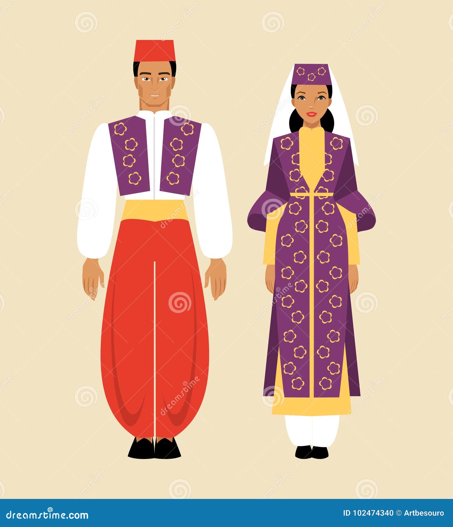 Turks traditioneel kostuum vector illustratie. Illustration of paar ...