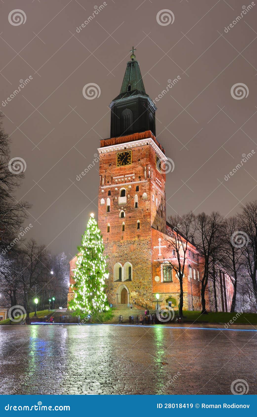 Turku Cathedral and Christmas Tree Stock Image - Image of january ...