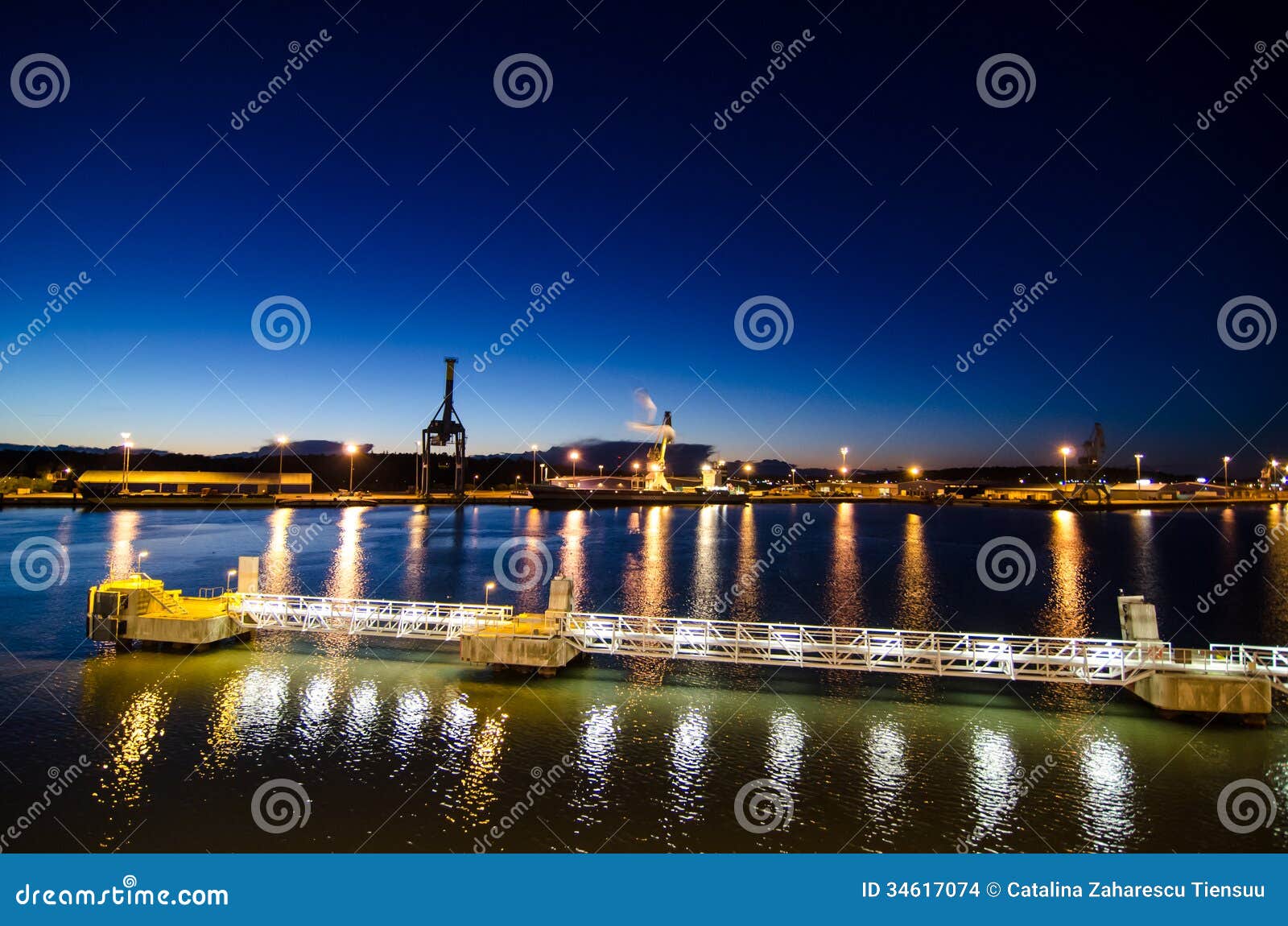 Turku harbor at night stock photo. Image of line, cranes - 34617074