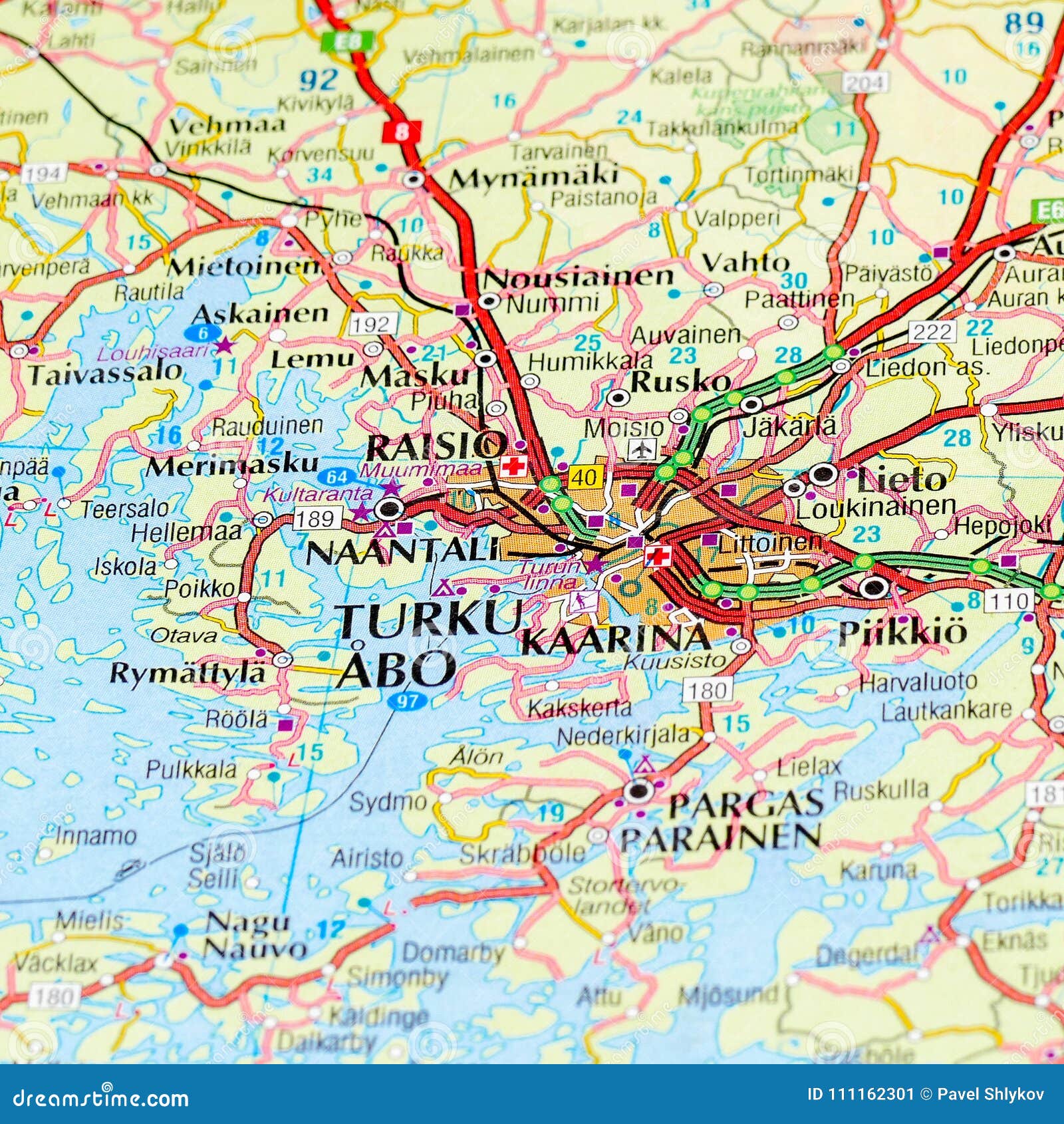 Turku on a map stock image. Image of city, planet, finland - 111162301