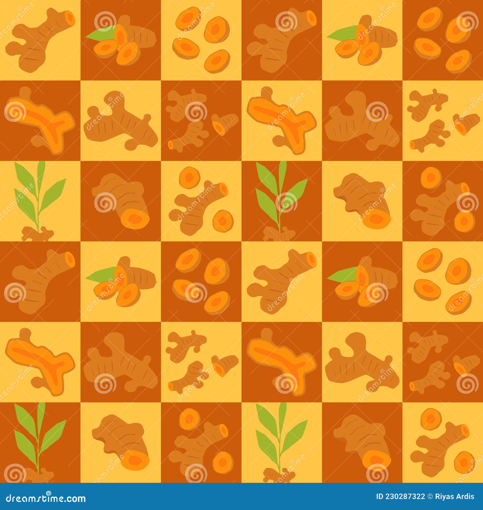 Turmeric Abstract Seamless Geometric Vector Pattern for Packaging ...