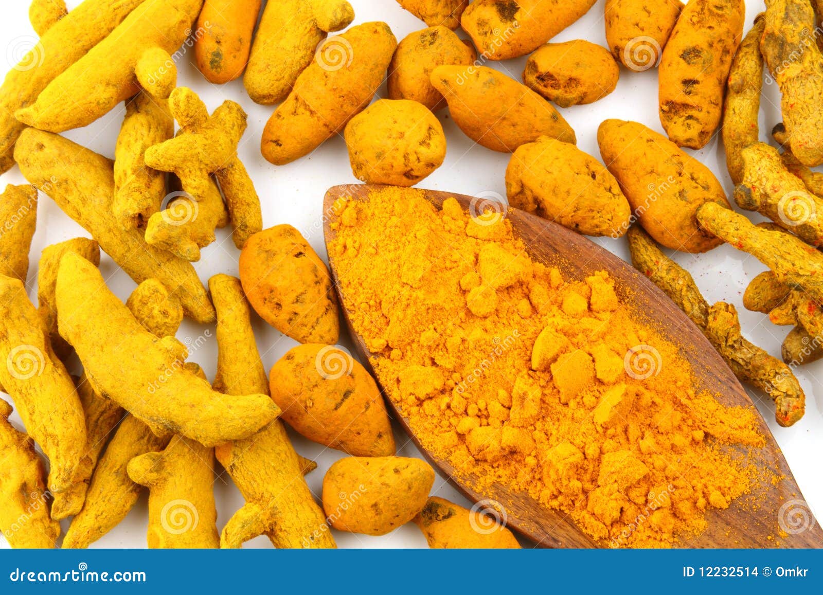 Turmeric Barks with Spoon of Turmeric Powder Stock Photo - Image of ...