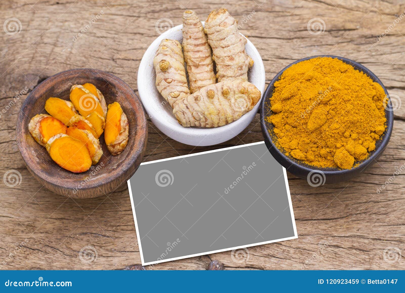 Turmeric in Bowl on Table, Top View Stock Image - Image of aromatic ...