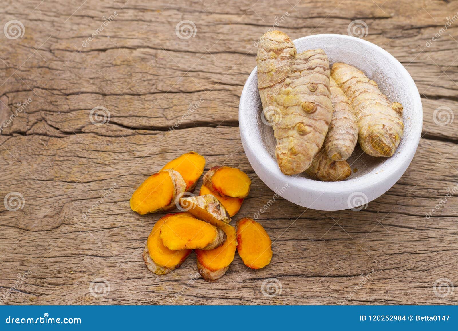 Turmeric in Bowl on Table, Top View Stock Photo - Image of healthy ...