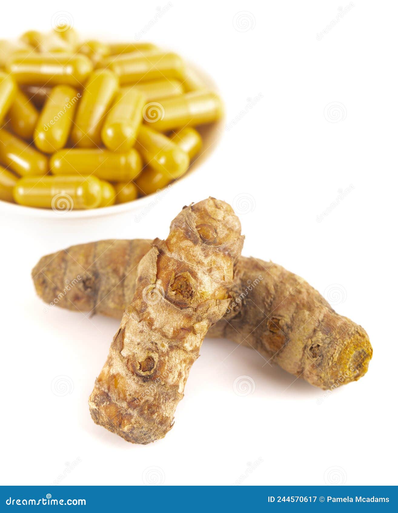 Ground Turmeric in Capsule Form on a White Background Stock Image ...
