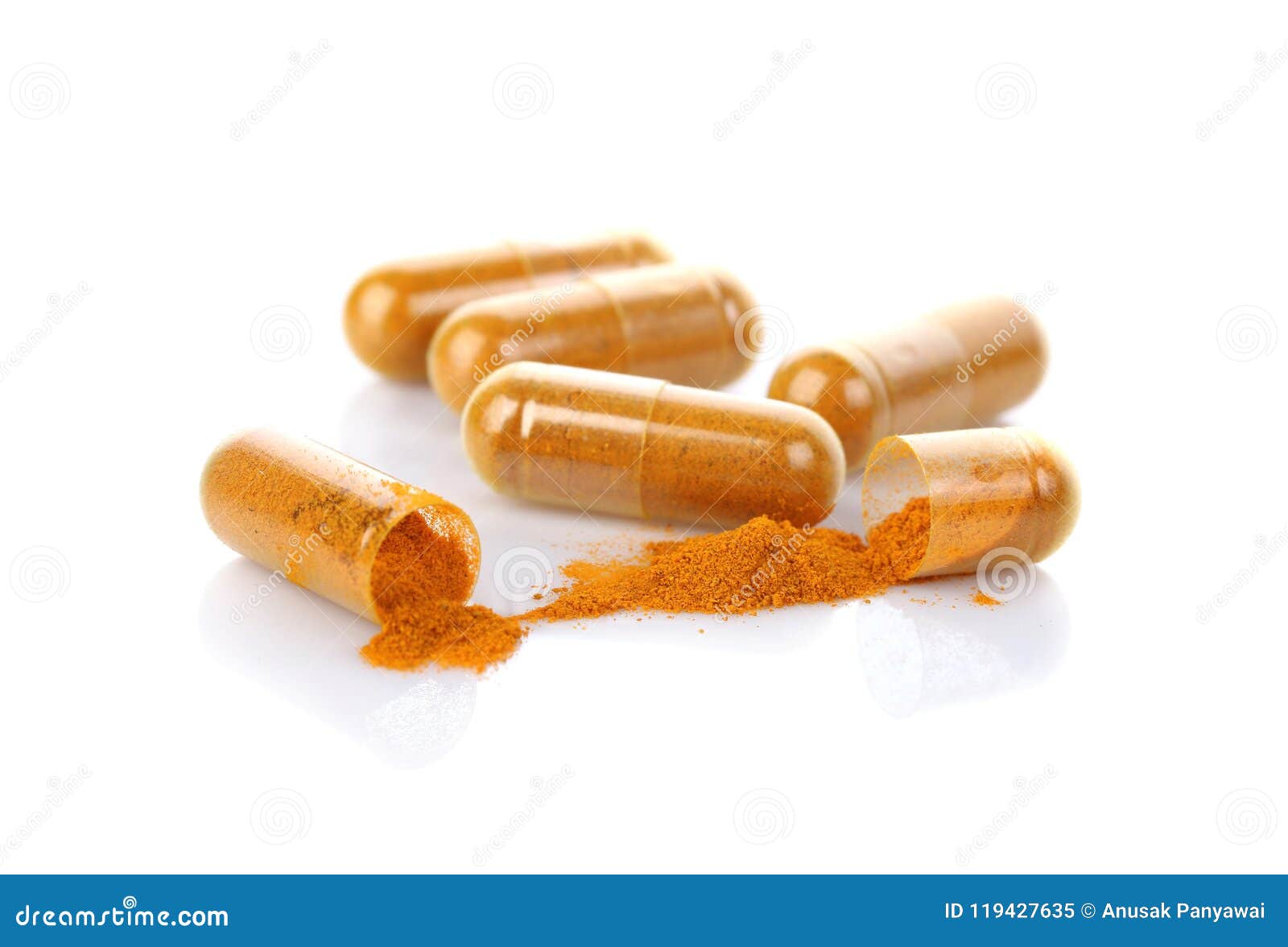 Turmeric capsules stock image. Image of capsules, macro - 119427635