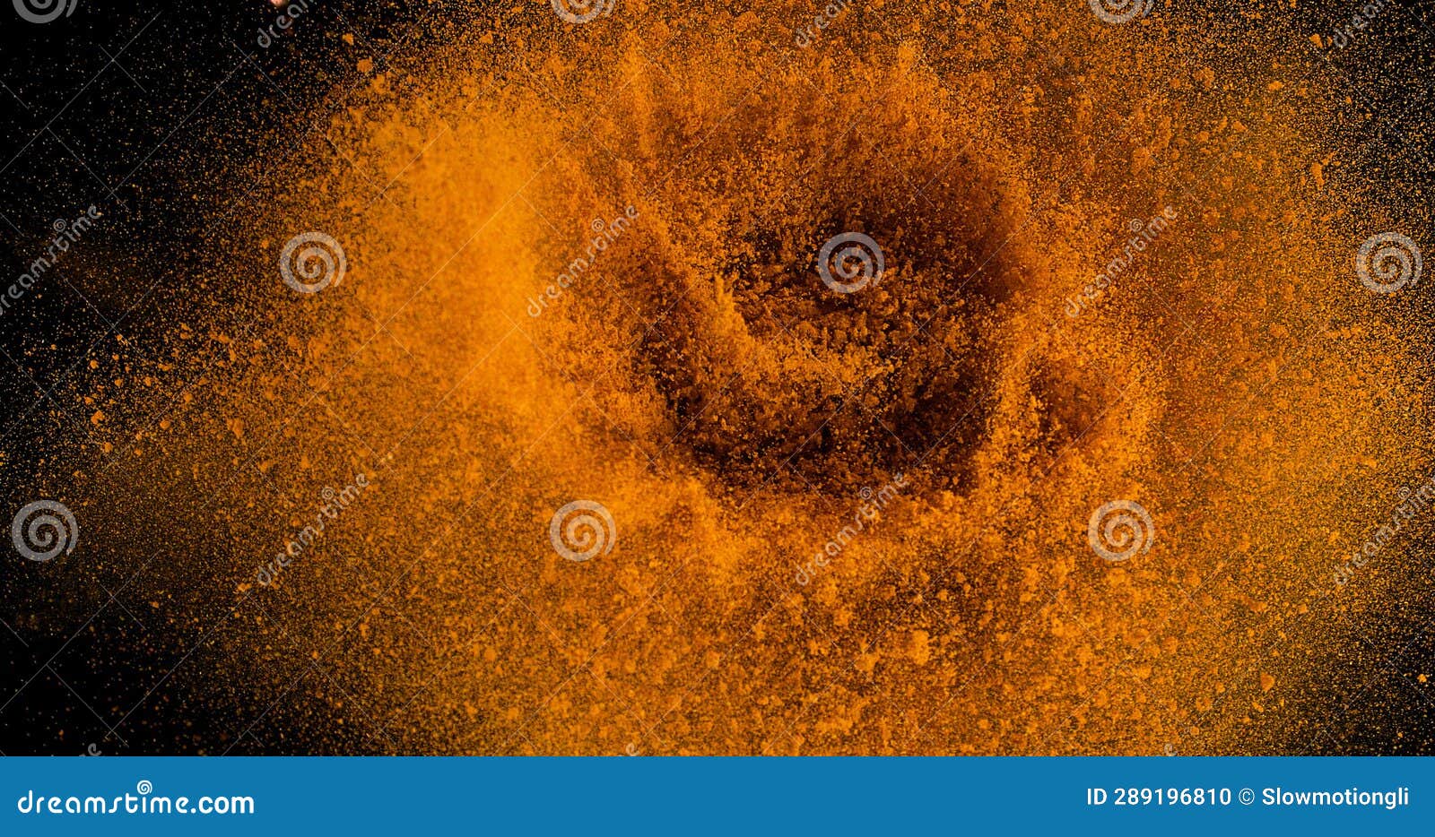 Turmeric, Curcuma Longa, Powder Exploding Against Black Background ...