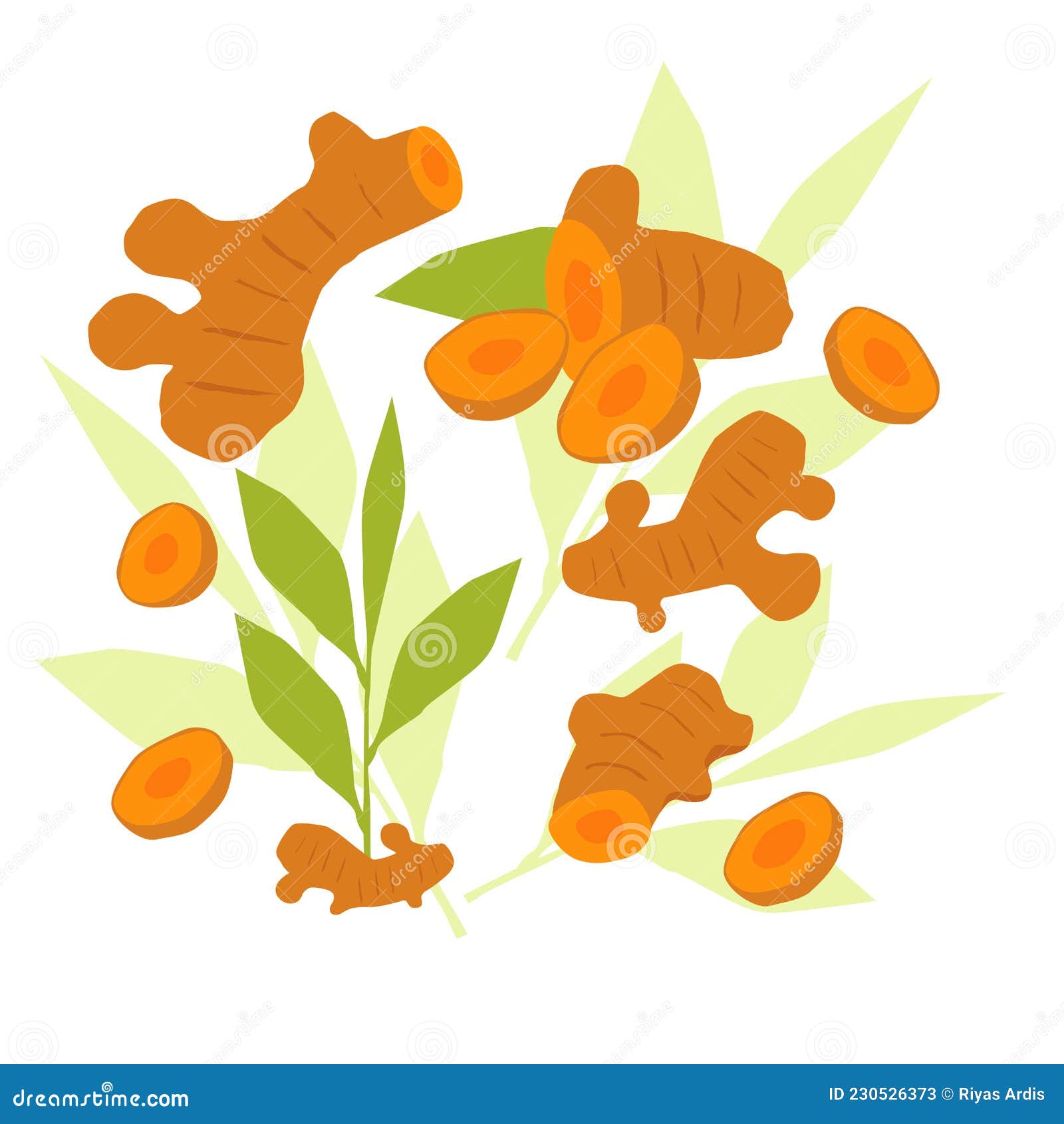 Turmeric Elements Abstract Vector Design Background Stock Vector ...