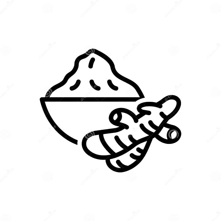 Black Line Icon for Turmeric, Curcuma and Longa Stock Vector ...
