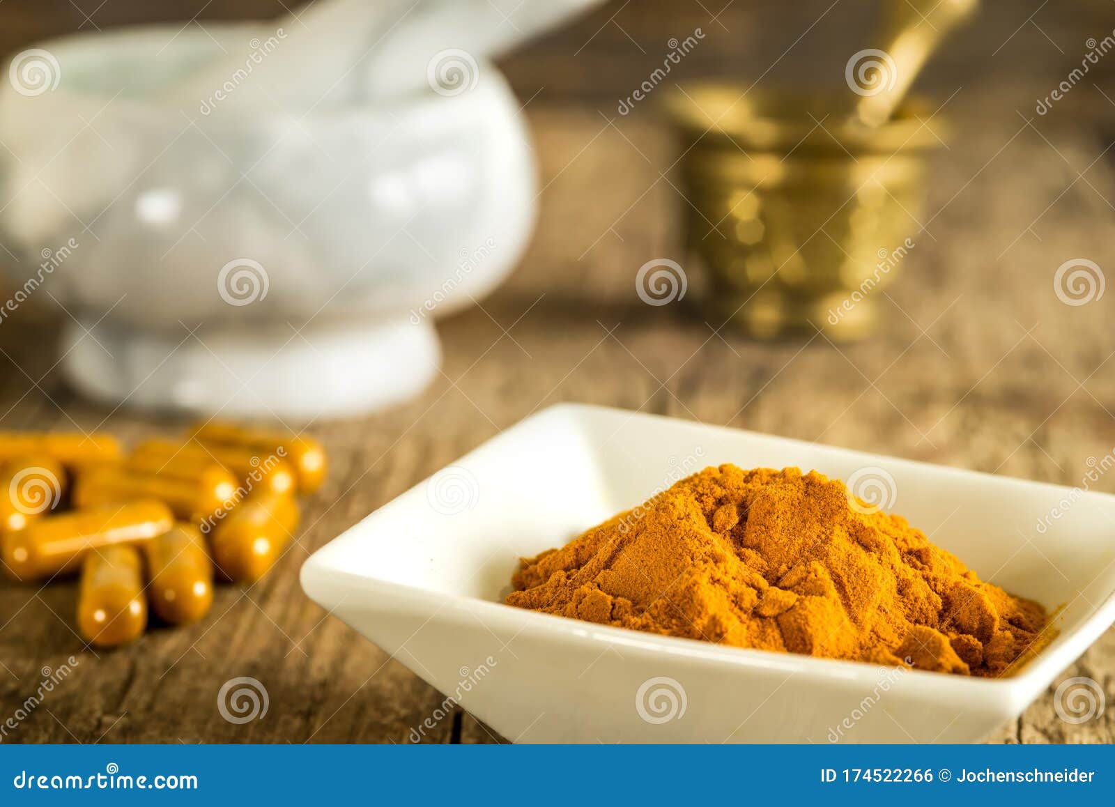 Turmeric Powder and Capsules Stock Photo - Image of medical, closeup ...