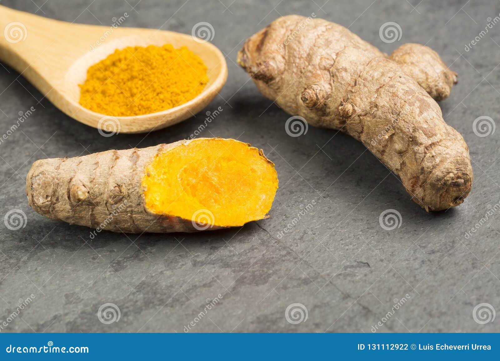 Turmeric Powder and Fresh Turmeric - Curcuma Longa Stock Photo - Image ...