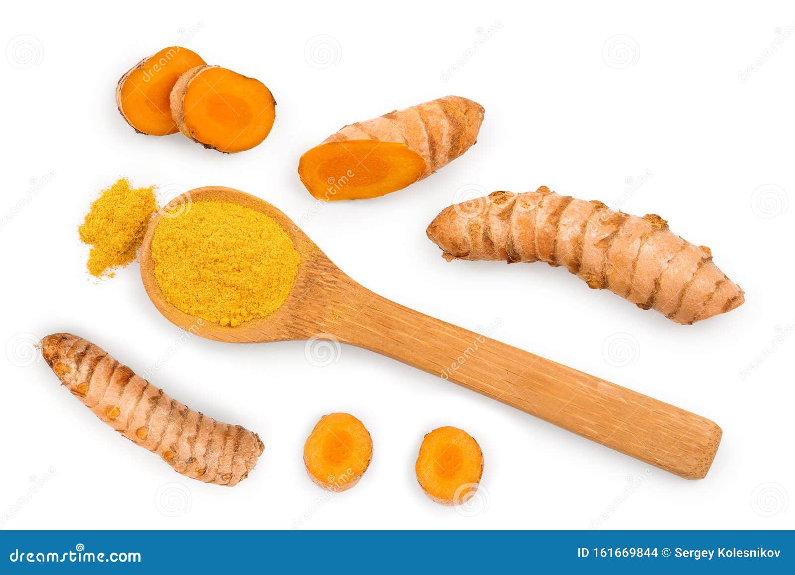 Turmeric Powder and Turmeric Root Isolated on White Background. Top ...