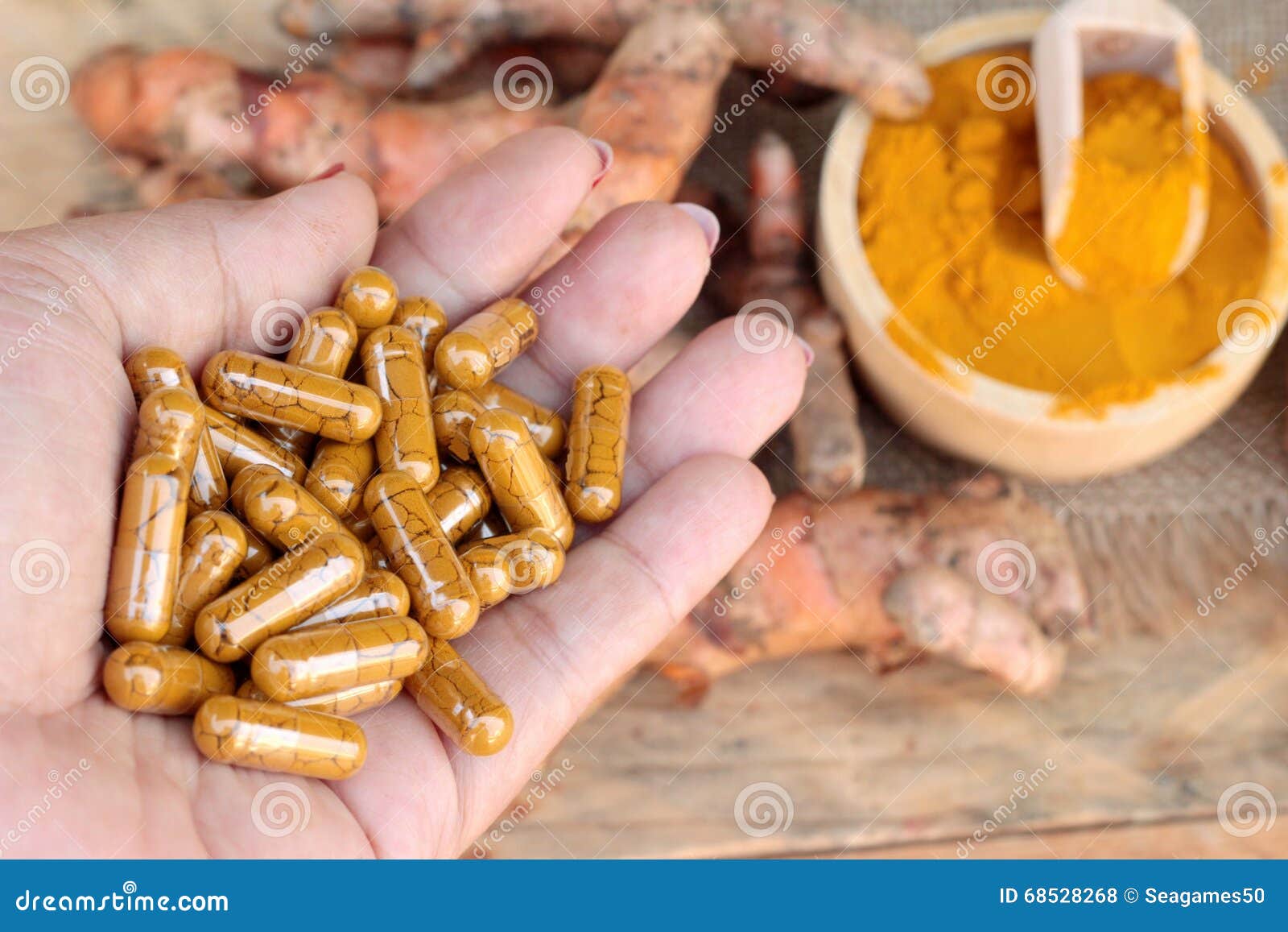 Turmeric Powder with Tumeric Capsules for Health. Stock Photo - Image ...