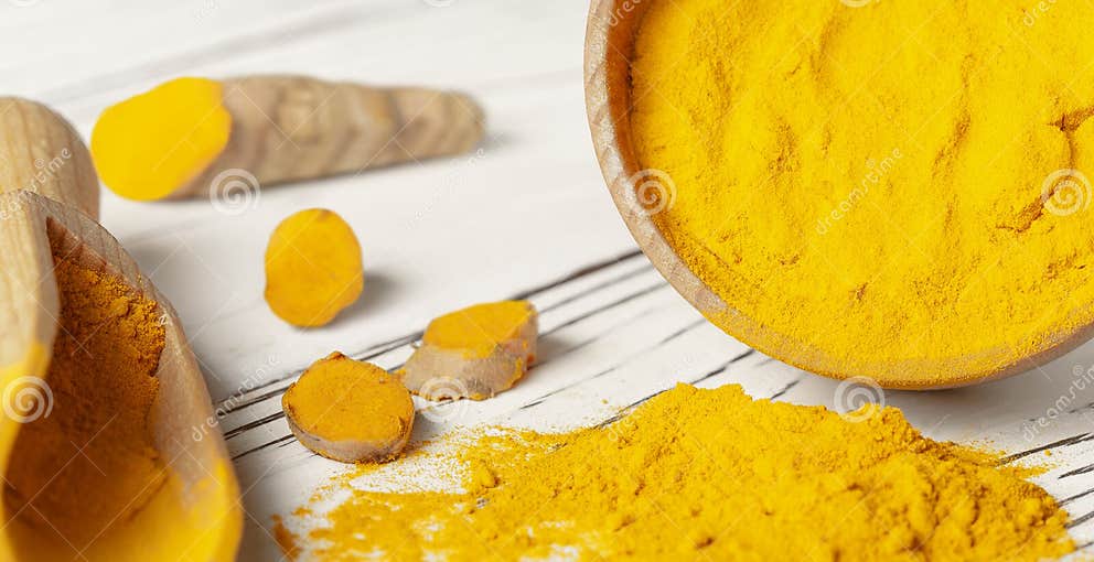 Turmeric Root, Ground Turmeric and Chopped Turmeric Stock Illustration ...