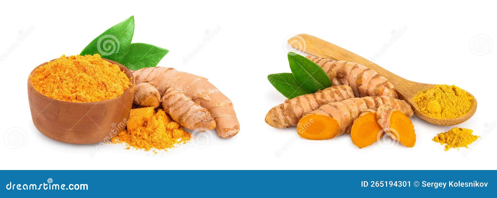 Turmeric Root and Powder Isolated on White Background Close Up Stock ...