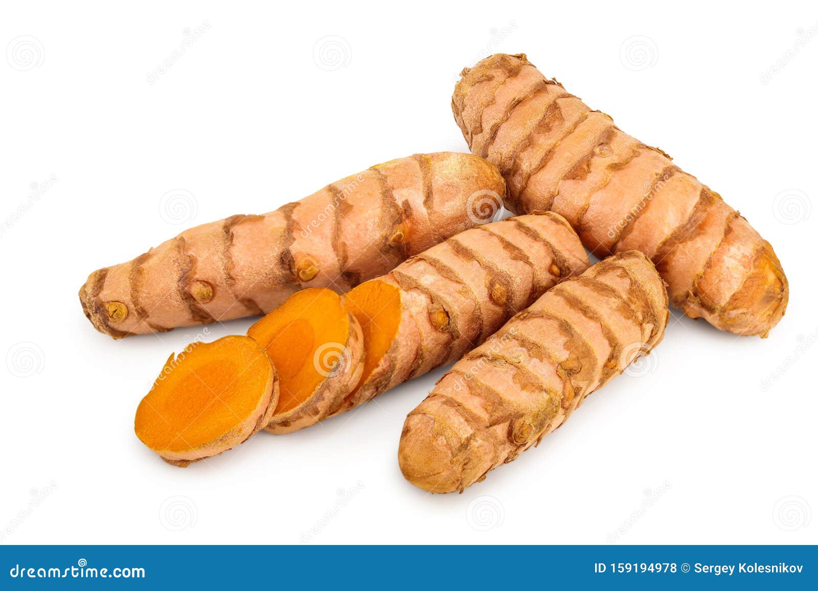 Turmeric Root and Slices Isolated on White Background Stock Photo ...
