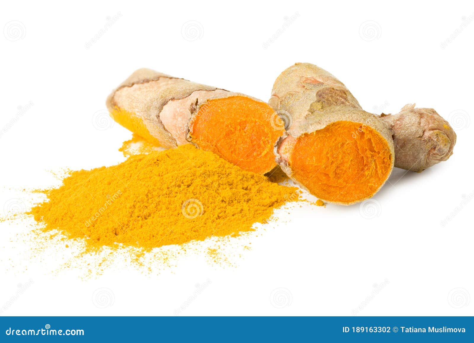 Turmeric Root with Turmeric Slices Isolated on White Background Stock ...